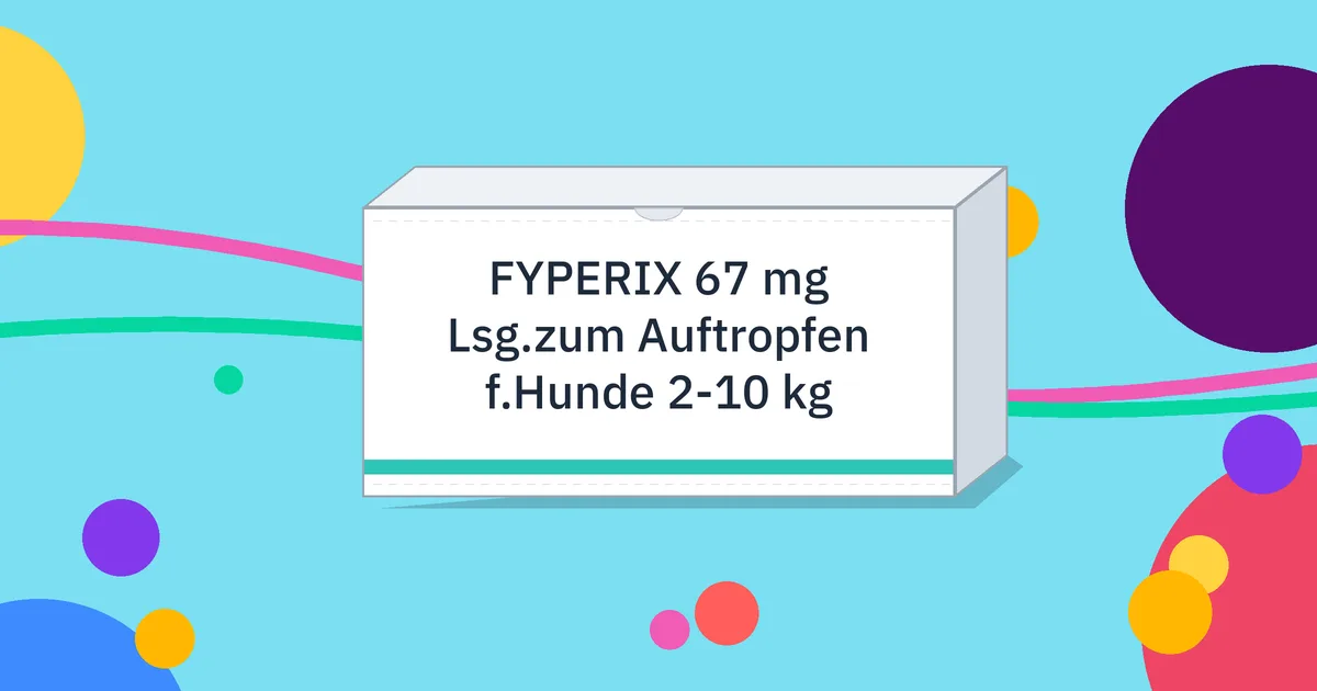 Symbolbild: Packung mit der Aufschrift FYPERIX 67 mg Lsg.zum Auftropfen f.Hunde 2-10 kg (PZN 11181594) – Verfügbarkeit und Bezug in Apotheken in Frankfurt am Main