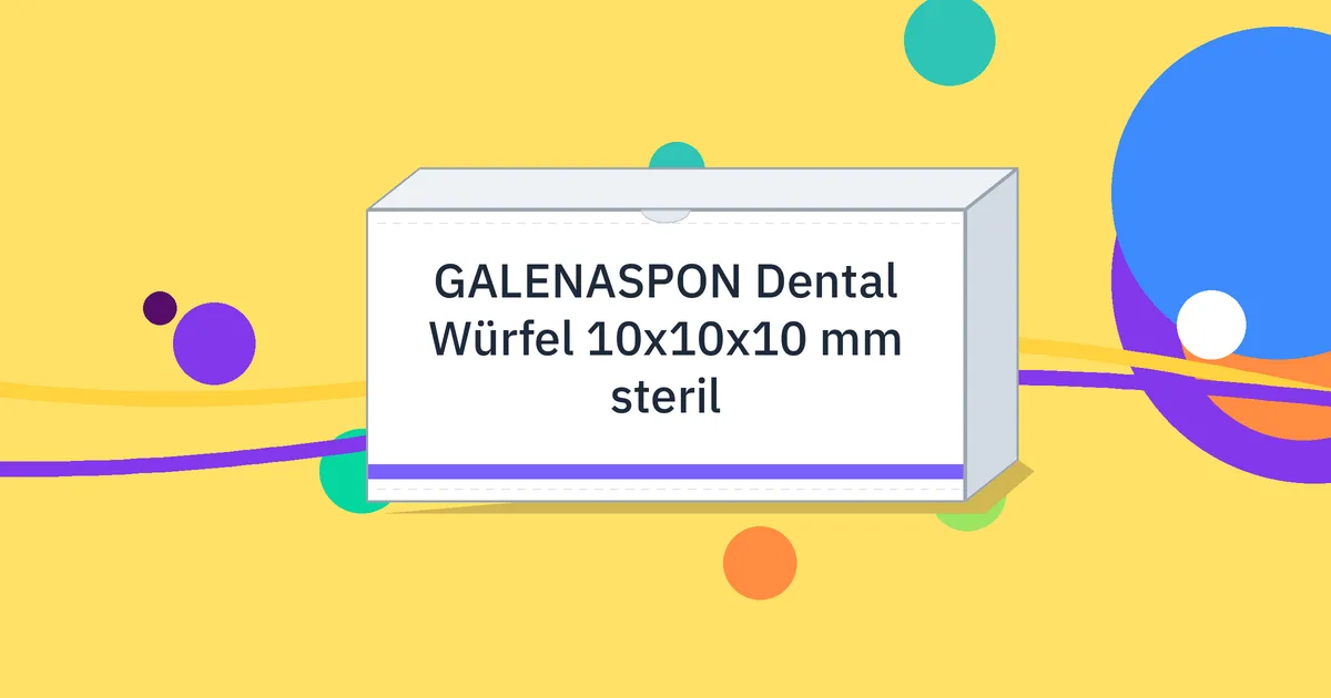 Symbolbild: Packung mit der Aufschrift GALENASPON Dental Würfel 10x10x10 mm steril (PZN 19264380) – Verfügbarkeit und Bezug in Apotheken in Frankfurt am Main