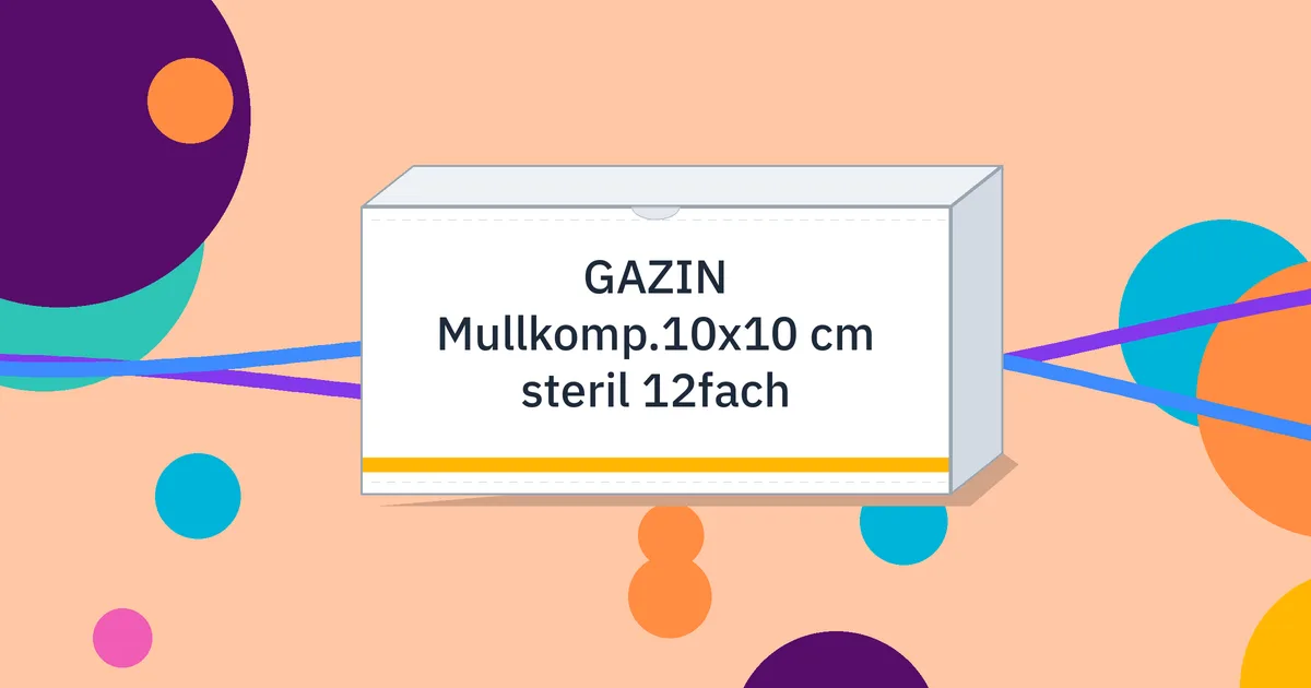 Symbolbild: Packung mit der Aufschrift GAZIN Mullkomp.10x10 cm steril 12fach (PZN 18658757) – Verfügbarkeit und Bezug in Apotheken in Frankfurt am Main