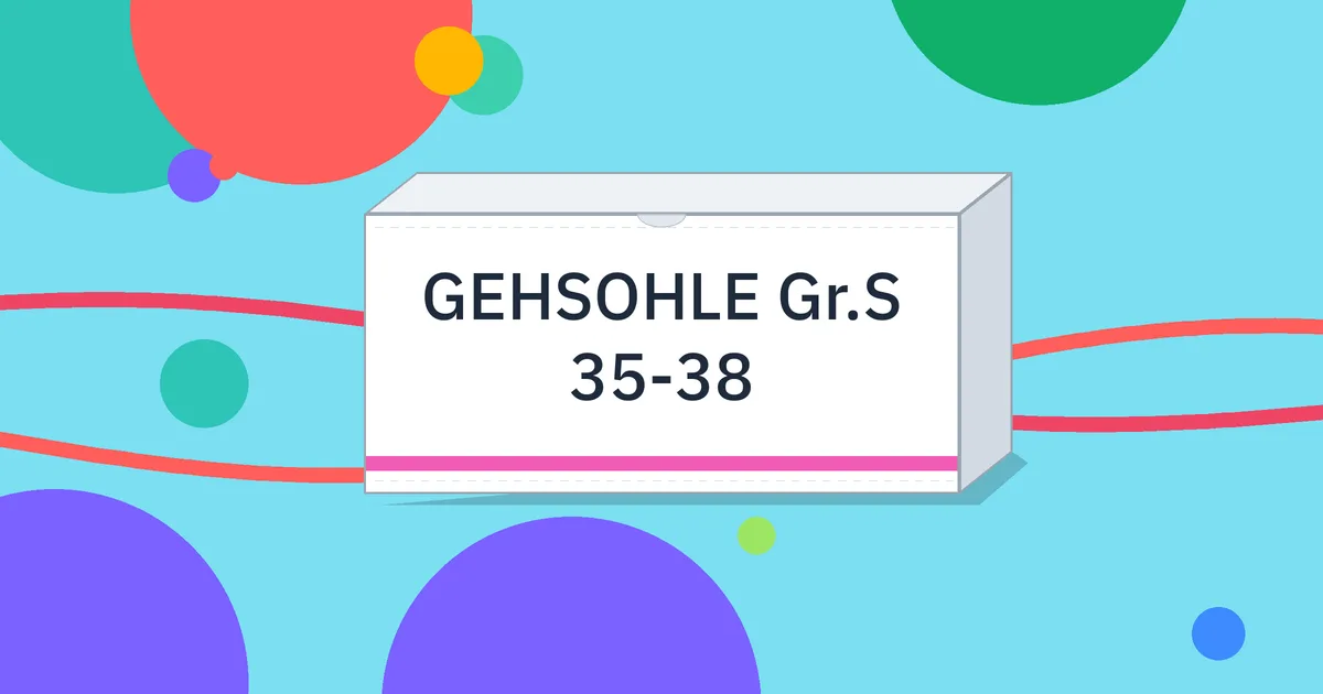 Symbolbild: Packung mit der Aufschrift GEHSOHLE Gr.S 35-38 (PZN 13925691) – Verfügbarkeit und Bezug in Apotheken in Frankfurt am Main