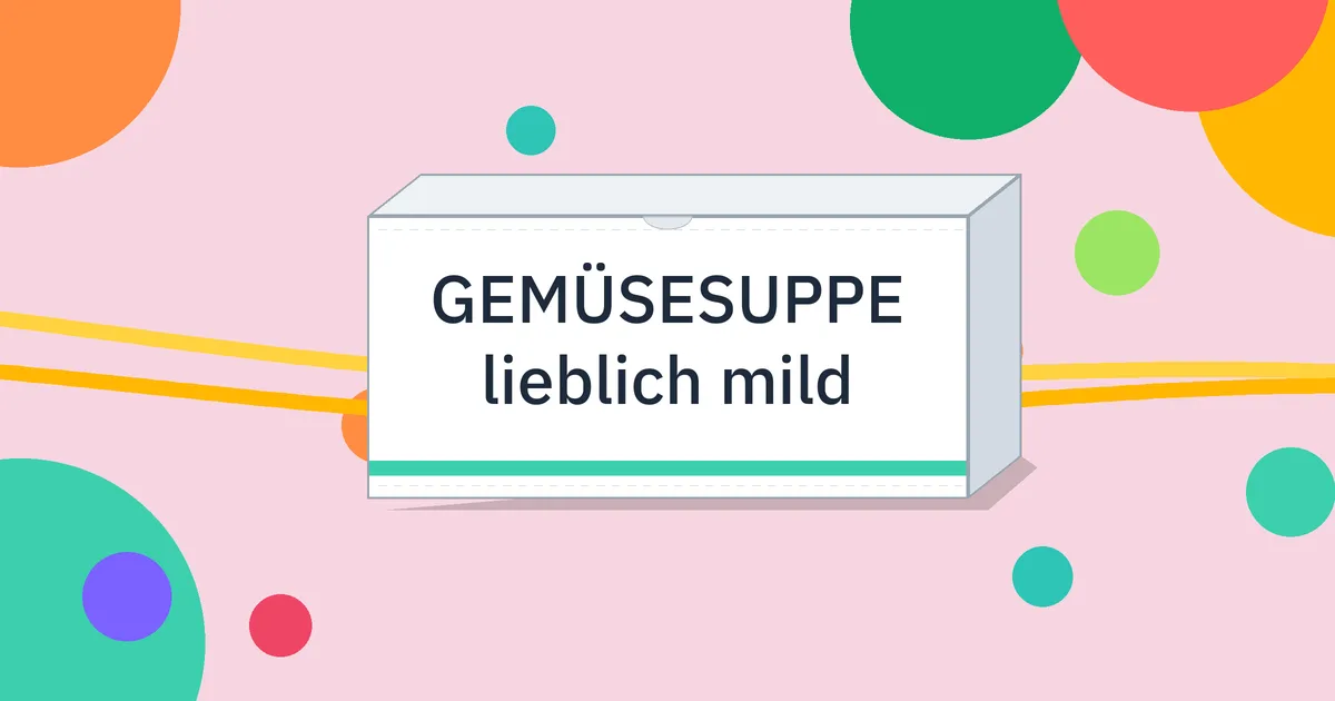 Symbolbild: Packung mit der Aufschrift GEMÜSESUPPE lieblich mild (PZN 17281919) – Verfügbarkeit und Bezug in Apotheken in Frankfurt am Main