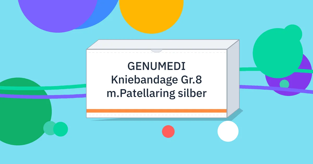 Symbolbild: Packung mit der Aufschrift GENUMEDI Kniebandage Gr.8 m.Patellaring silber (PZN 17839103) – Verfügbarkeit und Bezug in Apotheken in Frankfurt am Main