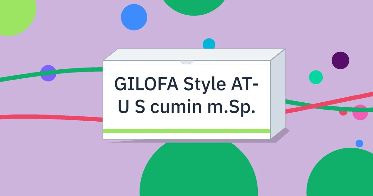Symbolbild: Packung mit der Aufschrift GILOFA Style AT-U S cumin m.Sp. (PZN 16728436) – Verfügbarkeit und Bezug in Apotheken in Frankfurt am Main