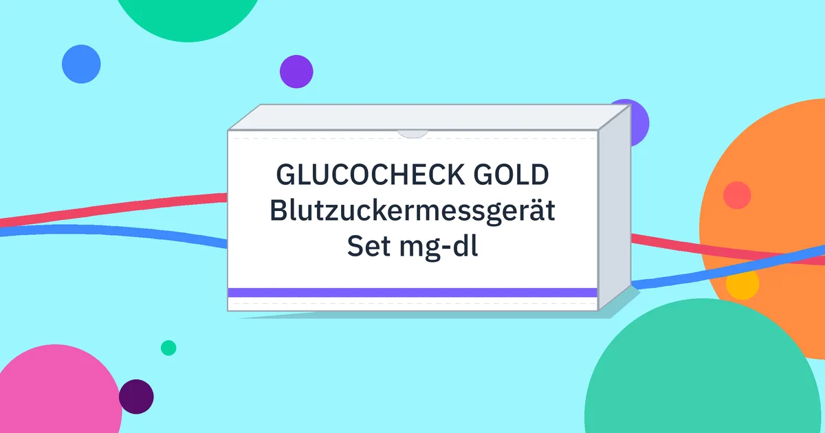 Symbolbild: Packung mit der Aufschrift GLUCOCHECK GOLD Blutzuckermessgerät Set mg-dl (PZN 11864873) – Verfügbarkeit und Bezug in Apotheken in Frankfurt am Main