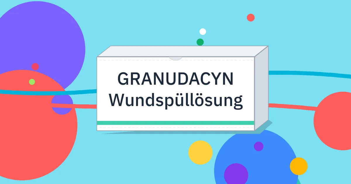 Symbolbild: Packung mit der Aufschrift GRANUDACYN Wundspüllösung (PZN 17902497) – Verfügbarkeit und Bezug in Apotheken in Frankfurt am Main