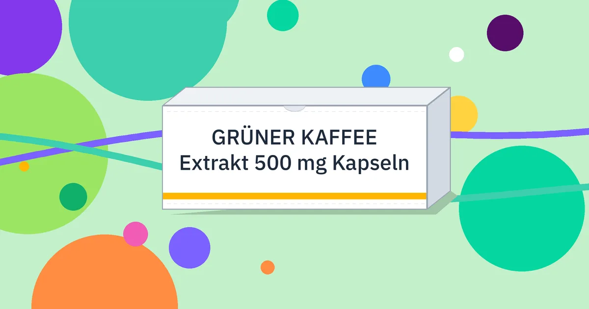 Symbolbild: Packung mit der Aufschrift GRÜNER KAFFEE Extrakt 500 mg Kapseln (PZN 12729806) – Verfügbarkeit und Bezug in Apotheken in Frankfurt am Main