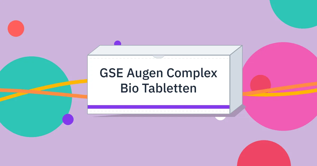 Symbolbild: Packung mit der Aufschrift GSE Augen Complex Bio Tabletten (PZN 11032084) – Verfügbarkeit und Bezug in Apotheken in Frankfurt am Main