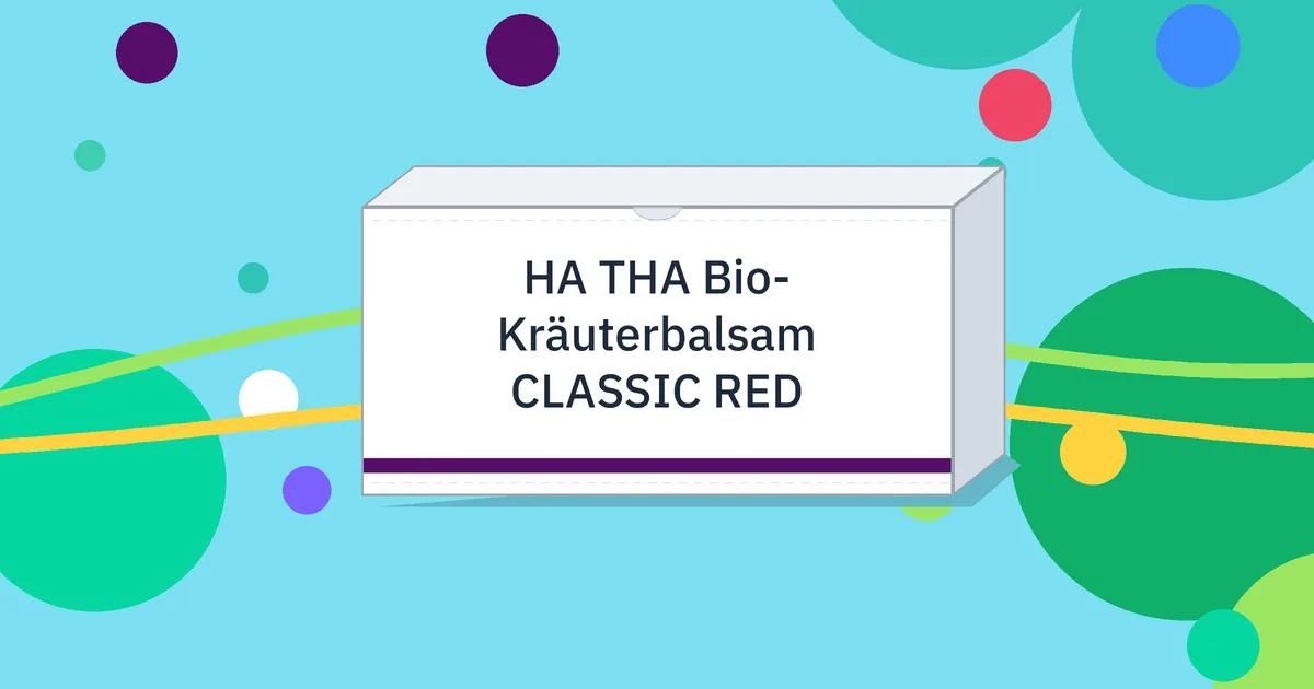 Symbolbild: Packung mit der Aufschrift HA THA Bio-Kräuterbalsam CLASSIC RED (PZN 13167670) – Verfügbarkeit und Bezug in Apotheken in Frankfurt am Main
