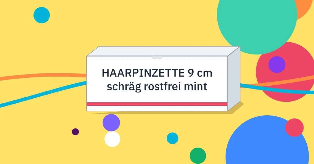 Symbolbild: Packung mit der Aufschrift HAARPINZETTE 9 cm schräg rostfrei mint (PZN 17287603) – Verfügbarkeit und Bezug in Apotheken in Frankfurt am Main