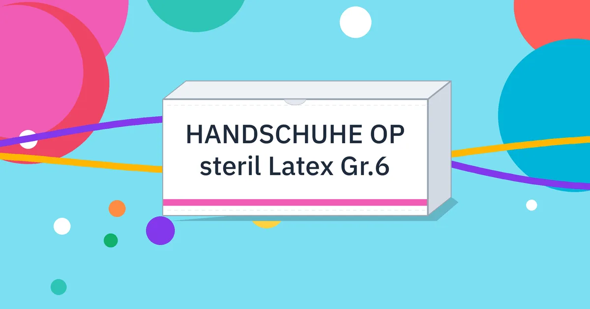 Symbolbild: Packung mit der Aufschrift HANDSCHUHE OP steril Latex Gr.6 (PZN 01963255) – Verfügbarkeit und Bezug in Apotheken in Frankfurt am Main