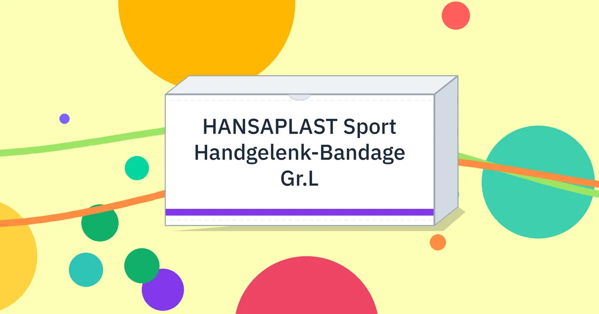 Symbolbild: Packung mit der Aufschrift HANSAPLAST Sport Handgelenk-Bandage Gr.L (PZN 15822966) – Verfügbarkeit und Bezug in Apotheken in Frankfurt am Main