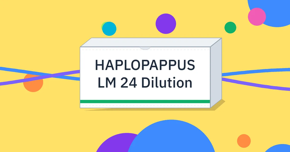 Symbolbild: Packung mit der Aufschrift HAPLOPAPPUS LM 24 Dilution (PZN 12885021) – Verfügbarkeit und Bezug in Apotheken in Frankfurt am Main