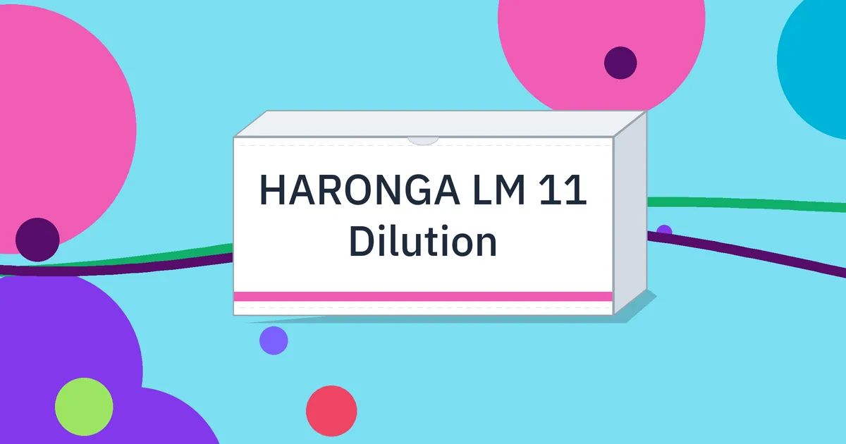 Symbolbild: Packung mit der Aufschrift HARONGA LM 11 Dilution (PZN 13550239) – Verfügbarkeit und Bezug in Apotheken in Frankfurt am Main