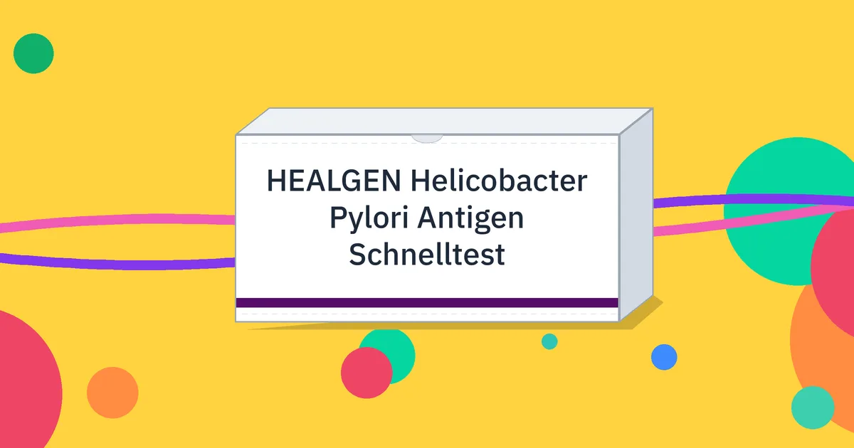Symbolbild: Packung mit der Aufschrift HEALGEN Helicobacter Pylori Antigen Schnelltest (PZN 18834740) – Verfügbarkeit und Bezug in Apotheken in Frankfurt am Main