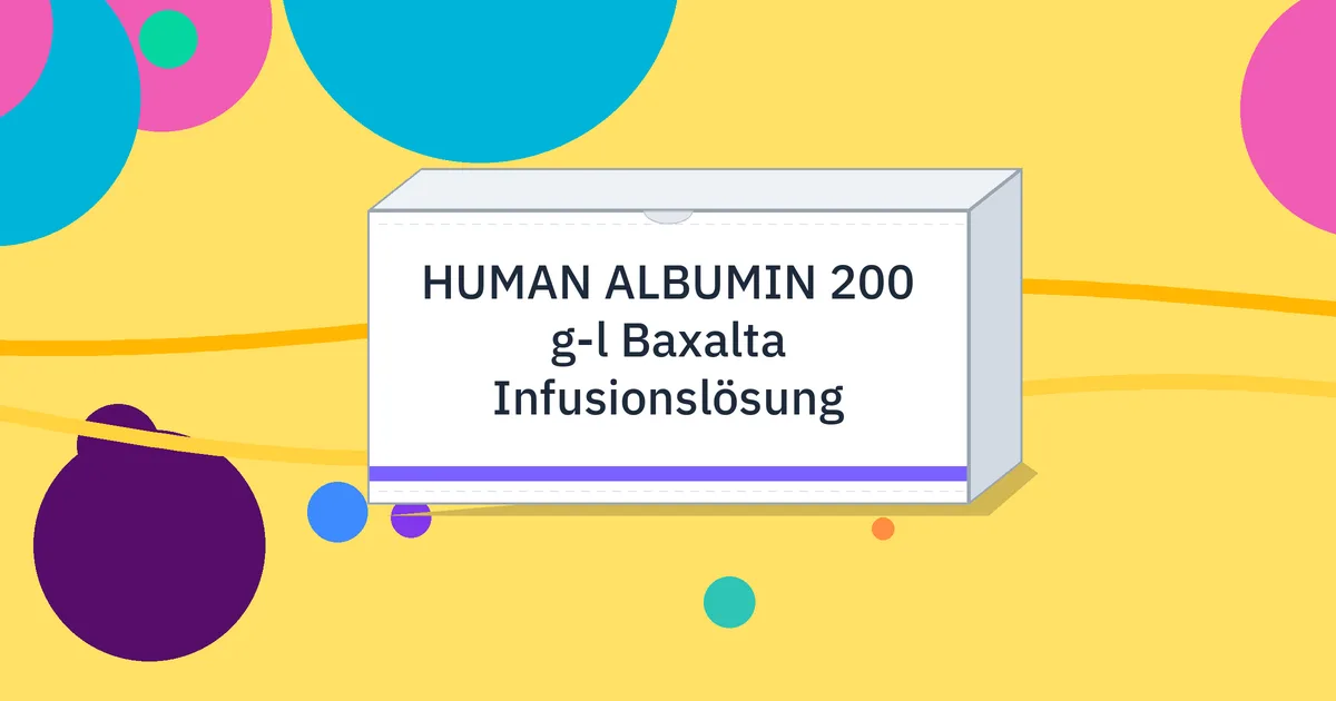 Symbolbild: Packung mit der Aufschrift HUMAN ALBUMIN 200 g-l Baxalta Infusionslösung (PZN 11128720) – Verfügbarkeit und Bezug in Apotheken in Frankfurt am Main