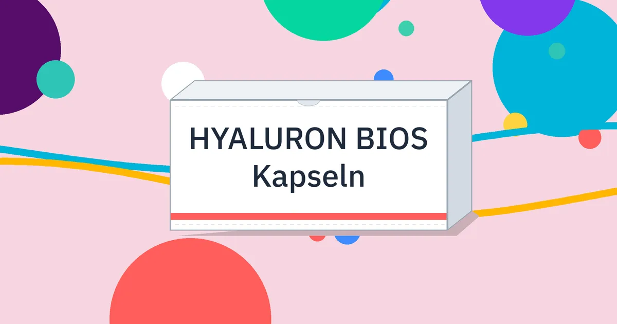 Symbolbild: Packung mit der Aufschrift HYALURON BIOS Kapseln (PZN 09324744) – Verfügbarkeit und Bezug in Apotheken in Frankfurt am Main