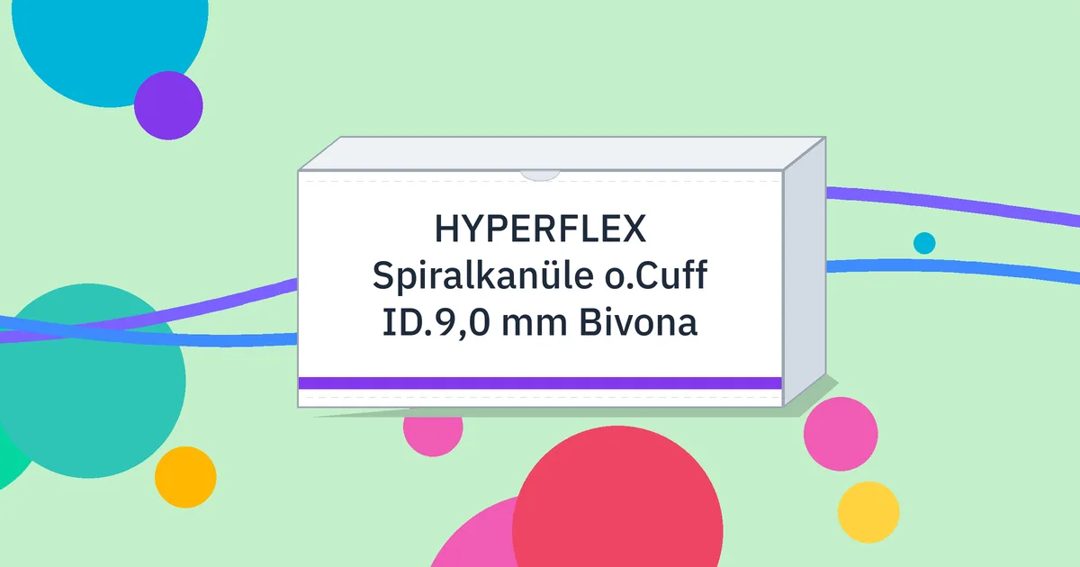 Symbolbild: Packung mit der Aufschrift HYPERFLEX Spiralkanüle o.Cuff ID.9,0 mm Bivona (PZN 06827048) – Verfügbarkeit und Bezug in Apotheken in Frankfurt am Main