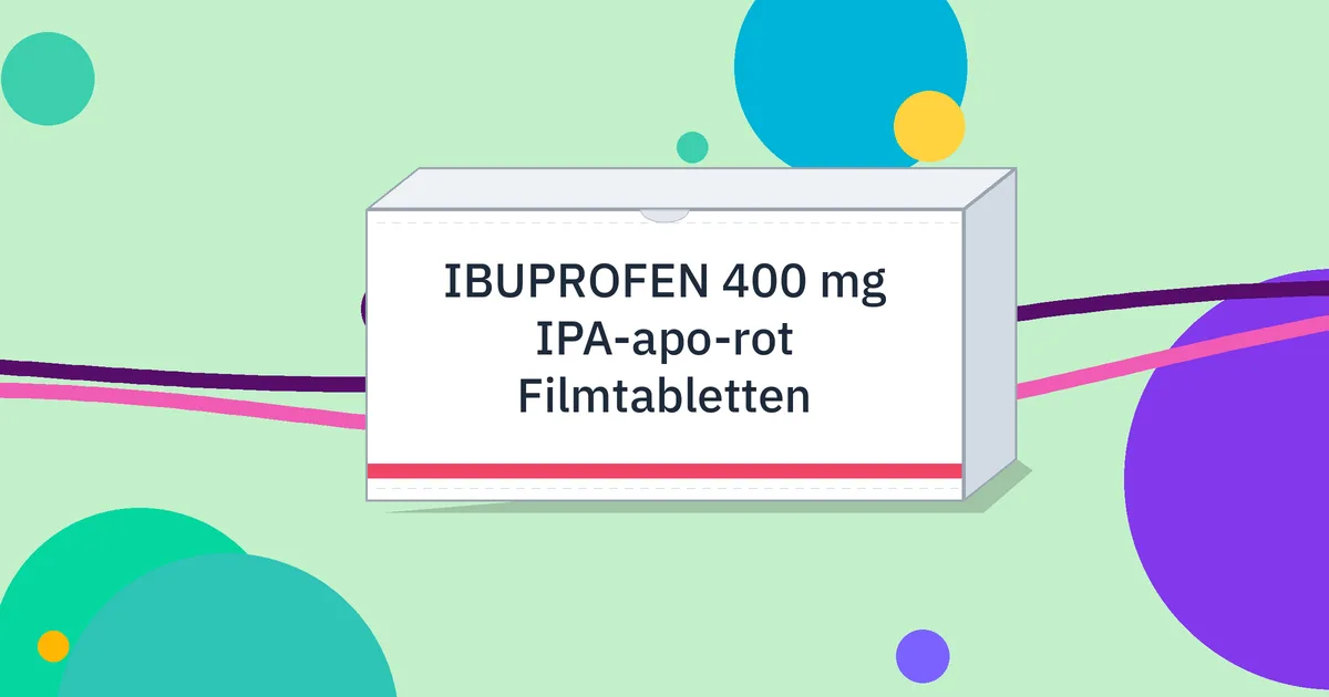 Symbolbild: Packung mit der Aufschrift IBUPROFEN 400 mg IPA-apo-rot Filmtabletten (PZN 13970504) – Verfügbarkeit und Bezug in Apotheken in Frankfurt am Main