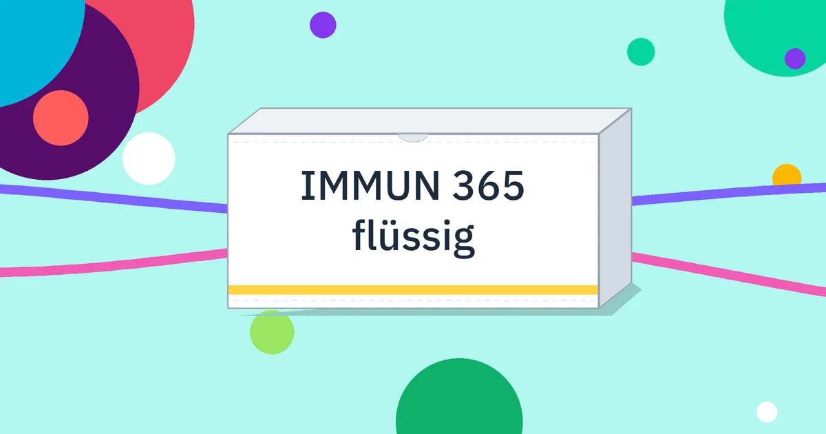 Symbolbild: Packung mit der Aufschrift IMMUN 365 flüssig (PZN 17242629) – Verfügbarkeit und Bezug in Apotheken in Frankfurt am Main