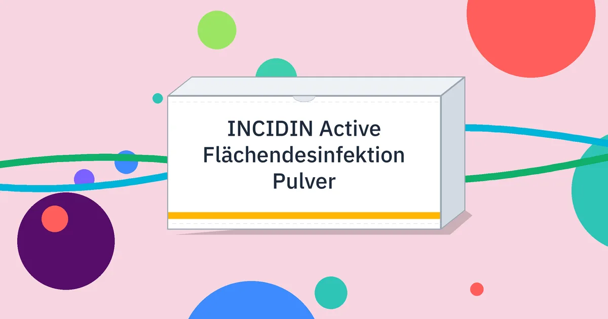 Symbolbild: Packung mit der Aufschrift INCIDIN Active Flächendesinfektion Pulver (PZN 07306541) – Verfügbarkeit und Bezug in Apotheken in Frankfurt am Main