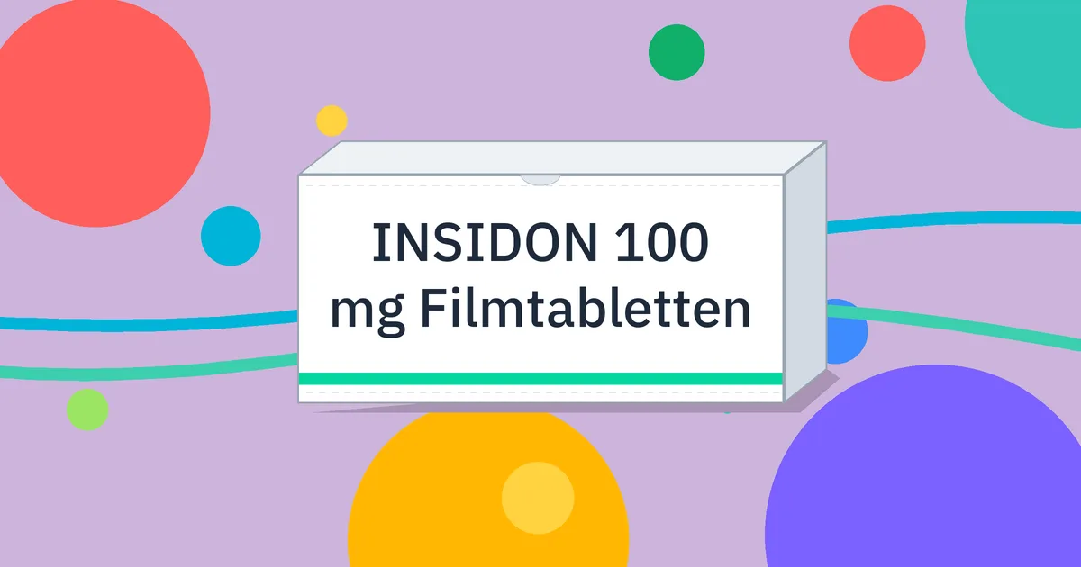 Symbolbild: Packung mit der Aufschrift INSIDON 100 mg Filmtabletten (PZN 01755255) – Verfügbarkeit und Bezug in Apotheken in Frankfurt am Main