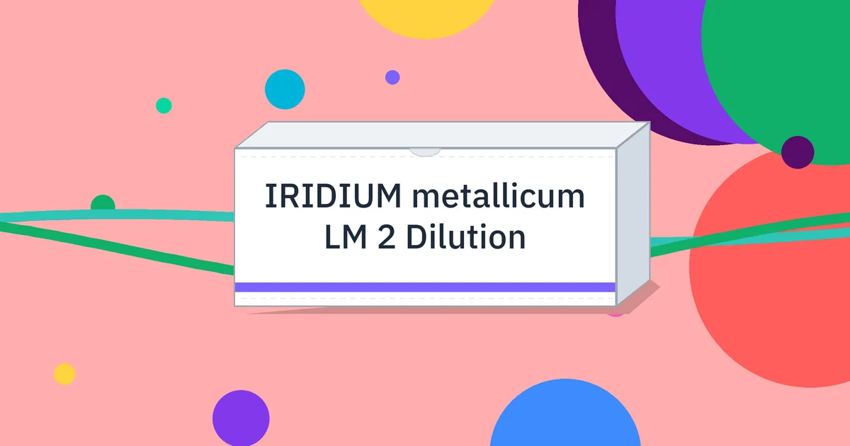 Symbolbild: Packung mit der Aufschrift IRIDIUM metallicum LM 2 Dilution (PZN 12913326) – Verfügbarkeit und Bezug in Apotheken in Frankfurt am Main