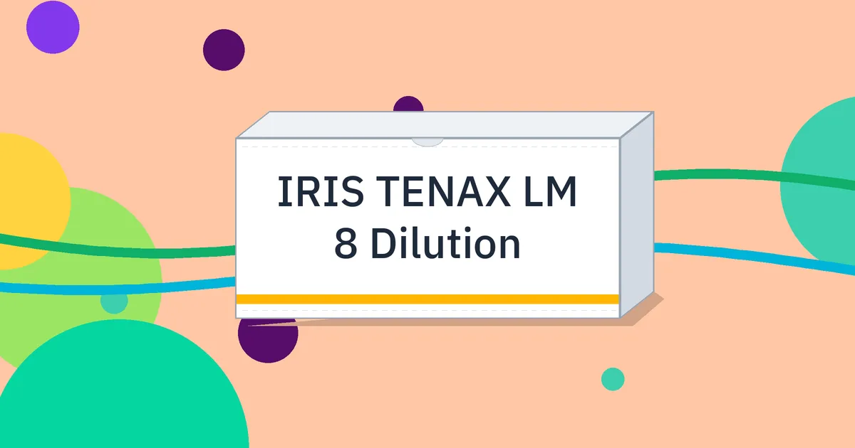 Symbolbild: Packung mit der Aufschrift IRIS TENAX LM 8 Dilution (PZN 12914308) – Verfügbarkeit und Bezug in Apotheken in Frankfurt am Main