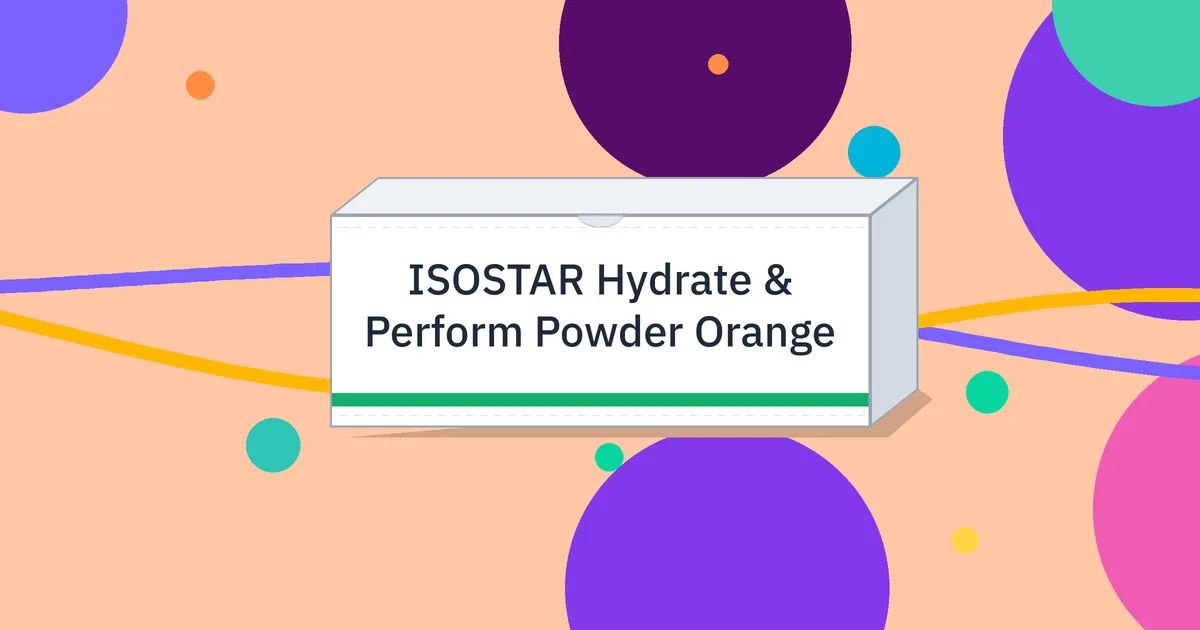 Symbolbild: Packung mit der Aufschrift ISOSTAR Hydrate & Perform Powder Orange (PZN 19639785) – Verfügbarkeit und Bezug in Apotheken in Frankfurt am Main