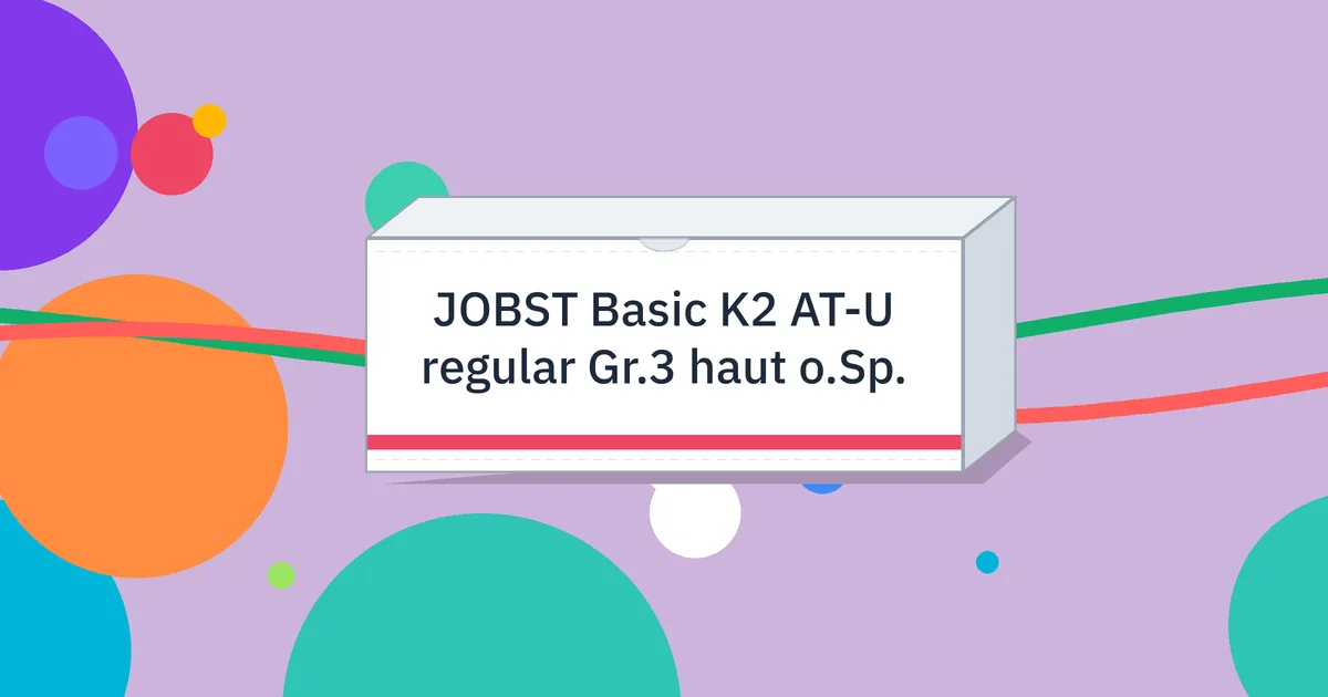 Symbolbild: Packung mit der Aufschrift JOBST Basic K2 AT-U regular Gr.3 haut o.Sp. (PZN 13060802) – Verfügbarkeit und Bezug in Apotheken in Frankfurt am Main