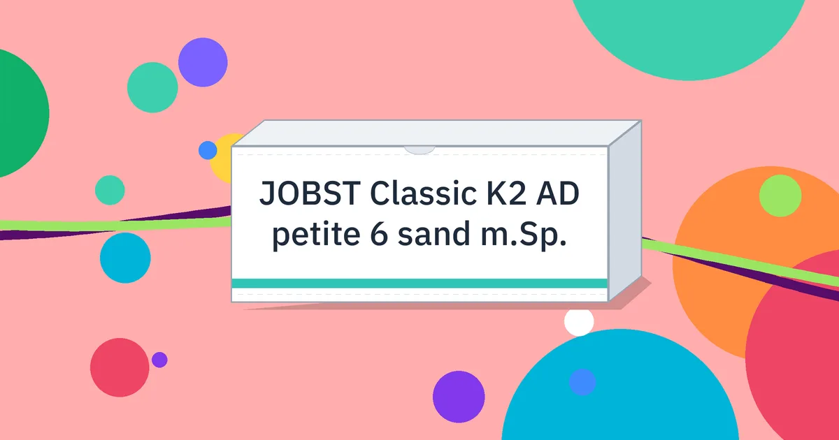 Symbolbild: Packung mit der Aufschrift JOBST Classic K2 AD petite 6 sand m.Sp. (PZN 11269679) – Verfügbarkeit und Bezug in Apotheken in Frankfurt am Main
