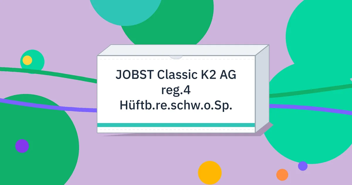 Symbolbild: Packung mit der Aufschrift JOBST Classic K2 AG reg.4 Hüftb.re.schw.o.Sp. (PZN 13067448) – Verfügbarkeit und Bezug in Apotheken in Frankfurt am Main