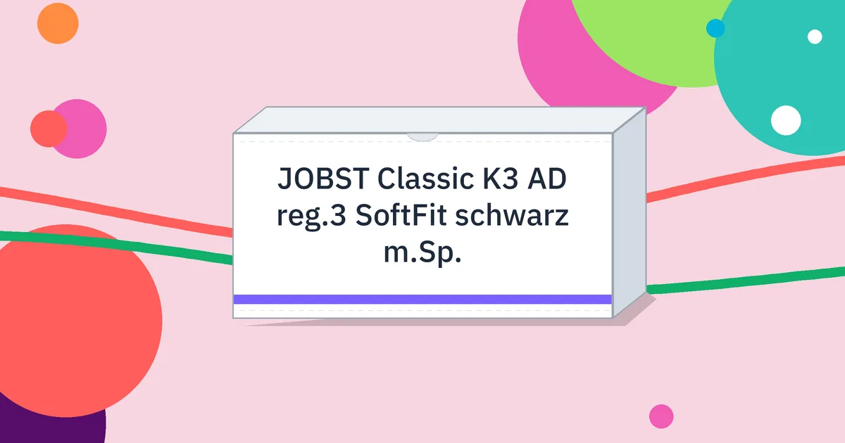 Symbolbild: Packung mit der Aufschrift JOBST Classic K3 AD reg.3 SoftFit schwarz m.Sp. (PZN 14224039) – Verfügbarkeit und Bezug in Apotheken in Frankfurt am Main