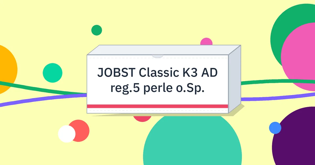 Symbolbild: Packung mit der Aufschrift JOBST Classic K3 AD reg.5 perle o.Sp. (PZN 13071390) – Verfügbarkeit und Bezug in Apotheken in Frankfurt am Main