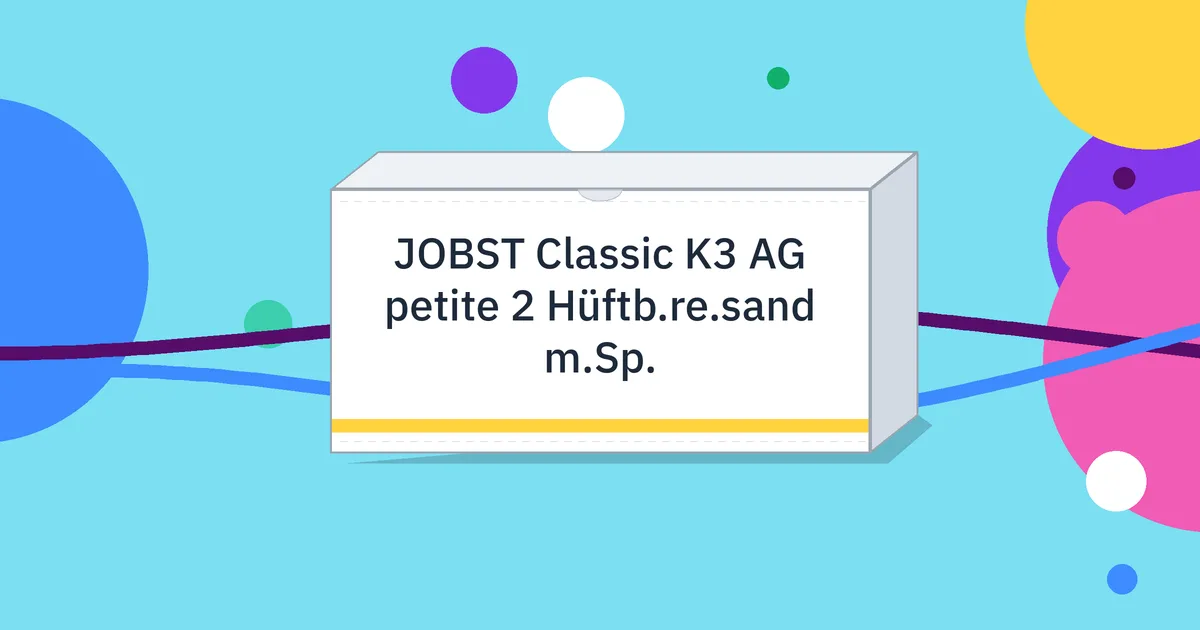 Symbolbild: Packung mit der Aufschrift JOBST Classic K3 AG petite 2 Hüftb.re.sand m.Sp. (PZN 13074939) – Verfügbarkeit und Bezug in Apotheken in Frankfurt am Main