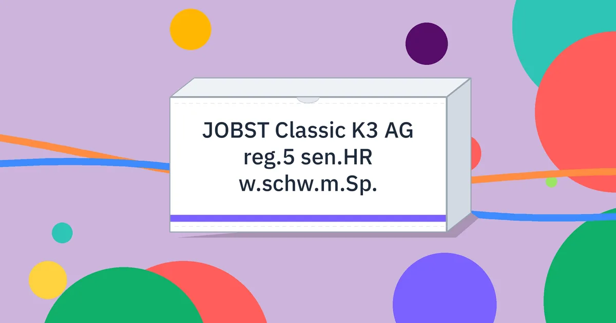 Symbolbild: Packung mit der Aufschrift JOBST Classic K3 AG reg.5 sen.HR w.schw.m.Sp. (PZN 17957831) – Verfügbarkeit und Bezug in Apotheken in Frankfurt am Main