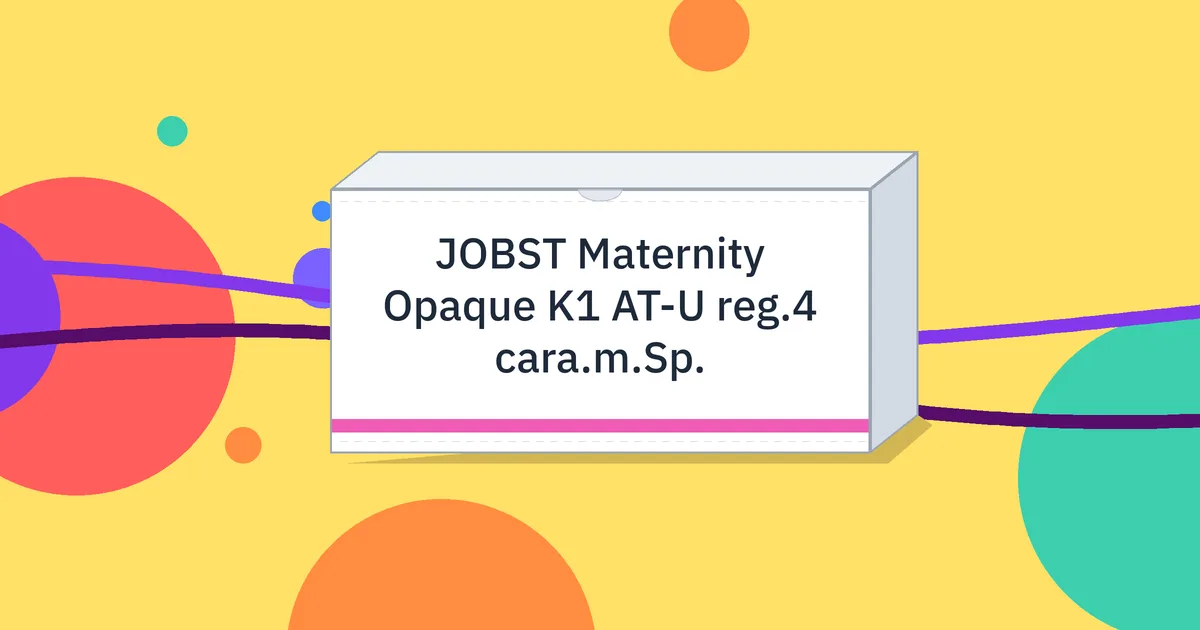 Symbolbild: Packung mit der Aufschrift JOBST Maternity Opaque K1 AT-U reg.4 cara.m.Sp. (PZN 15850589) – Verfügbarkeit und Bezug in Apotheken in Frankfurt am Main