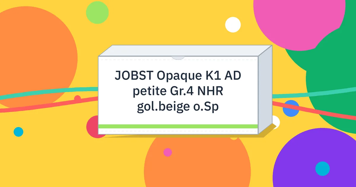 Symbolbild: Packung mit der Aufschrift JOBST Opaque K1 AD petite Gr.4 NHR gol.beige o.Sp (PZN 16263842) – Verfügbarkeit und Bezug in Apotheken in Frankfurt am Main