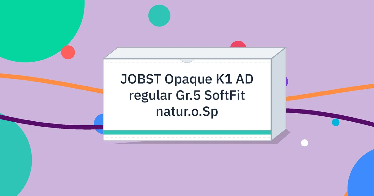 Symbolbild: Packung mit der Aufschrift JOBST Opaque K1 AD regular Gr.5 SoftFit natur.o.Sp (PZN 13083097) – Verfügbarkeit und Bezug in Apotheken in Frankfurt am Main