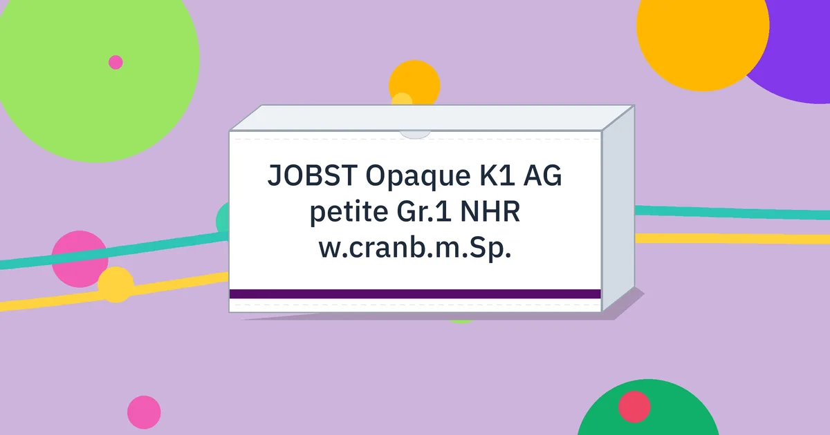 Symbolbild: Packung mit der Aufschrift JOBST Opaque K1 AG petite Gr.1 NHR w.cranb.m.Sp. (PZN 13084903) – Verfügbarkeit und Bezug in Apotheken in Frankfurt am Main