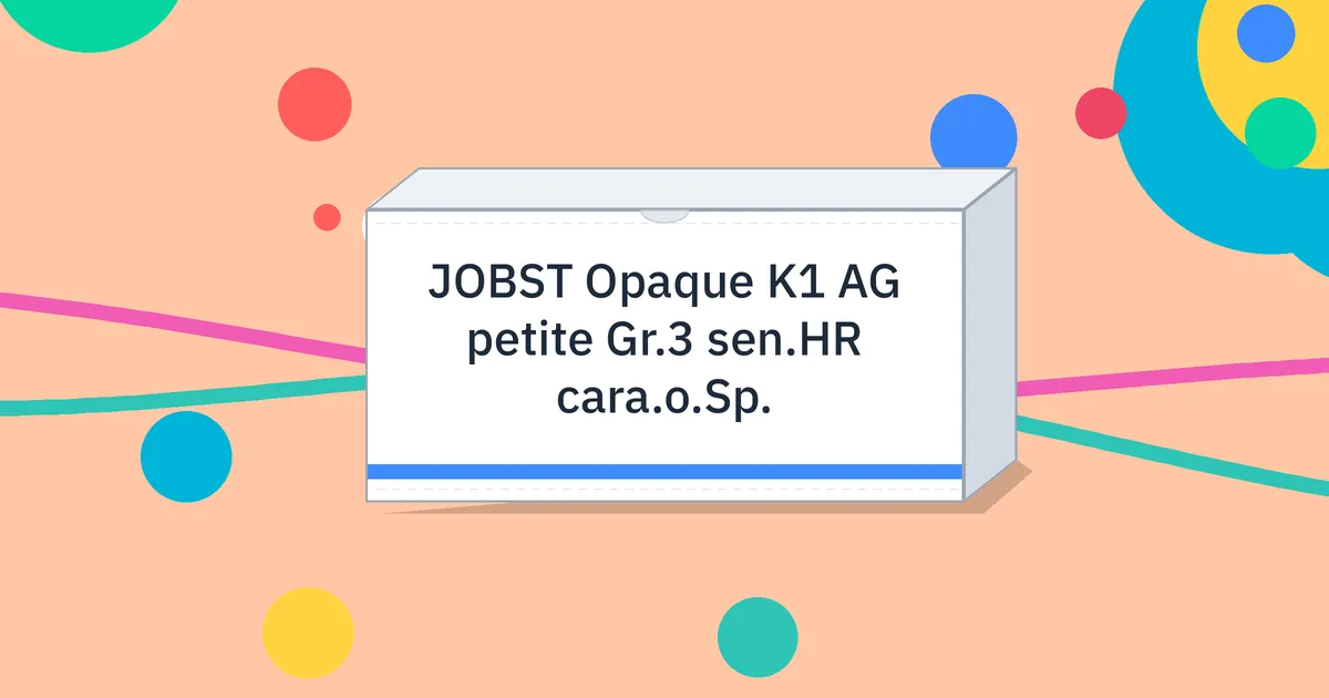 Symbolbild: Packung mit der Aufschrift JOBST Opaque K1 AG petite Gr.3 sen.HR cara.o.Sp. (PZN 13088870) – Verfügbarkeit und Bezug in Apotheken in Frankfurt am Main