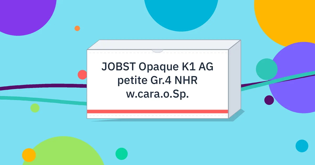 Symbolbild: Packung mit der Aufschrift JOBST Opaque K1 AG petite Gr.4 NHR w.cara.o.Sp. (PZN 13088433) – Verfügbarkeit und Bezug in Apotheken in Frankfurt am Main
