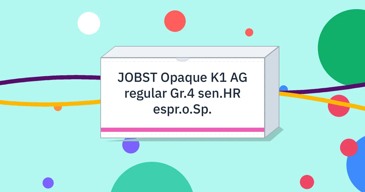 Symbolbild: Packung mit der Aufschrift JOBST Opaque K1 AG regular Gr.4 sen.HR espr.o.Sp. (PZN 16267515) – Verfügbarkeit und Bezug in Apotheken in Frankfurt am Main