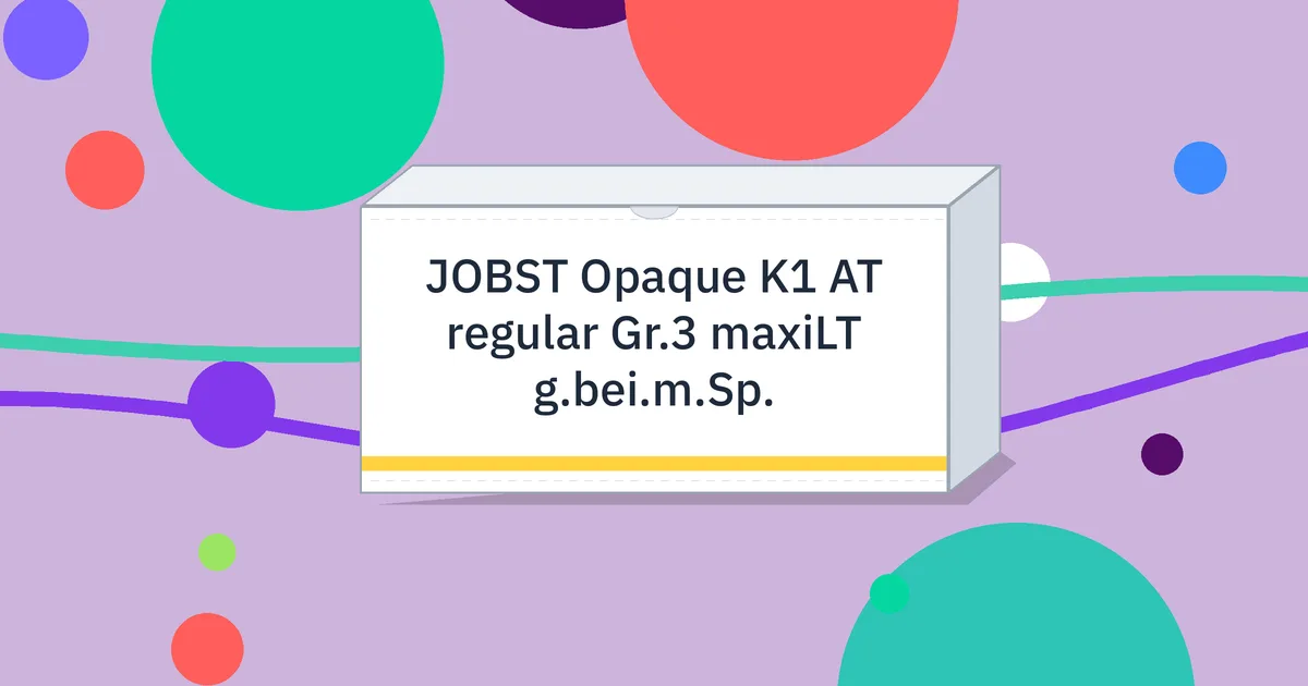 Symbolbild: Packung mit der Aufschrift JOBST Opaque K1 AT regular Gr.3 maxiLT g.bei.m.Sp. (PZN 16274691) – Verfügbarkeit und Bezug in Apotheken in Frankfurt am Main