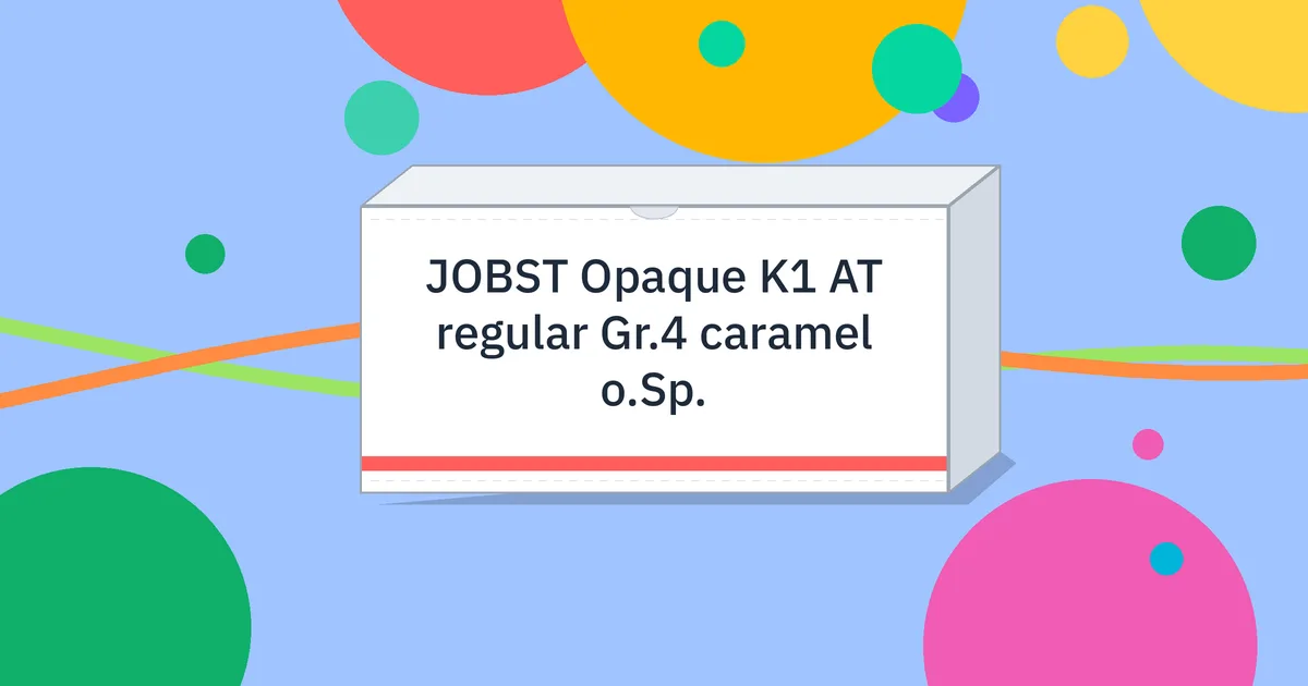 Symbolbild: Packung mit der Aufschrift JOBST Opaque K1 AT regular Gr.4 caramel o.Sp. (PZN 13107366) – Verfügbarkeit und Bezug in Apotheken in Frankfurt am Main