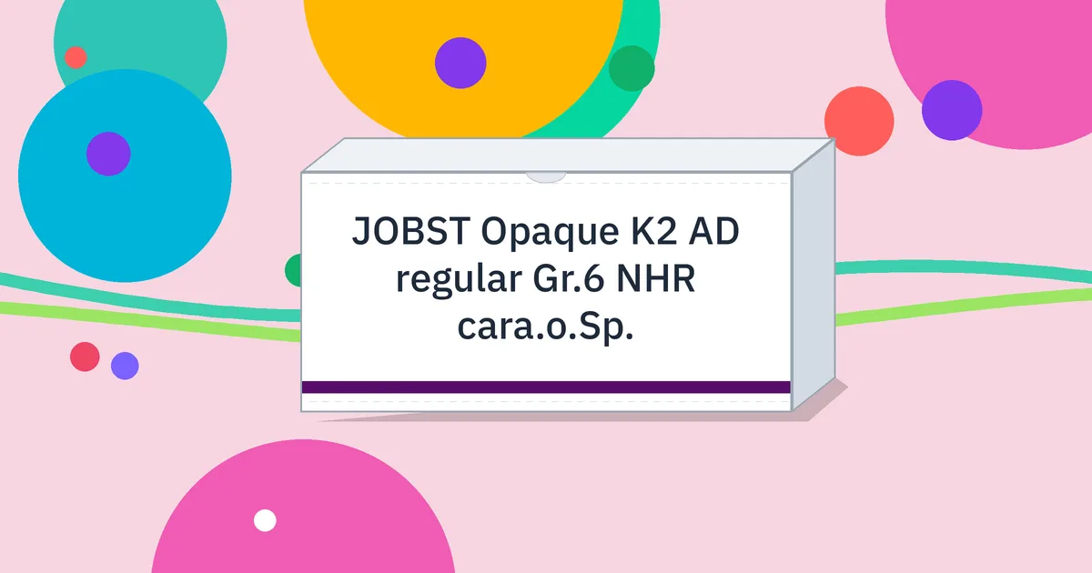 Symbolbild: Packung mit der Aufschrift JOBST Opaque K2 AD regular Gr.6 NHR cara.o.Sp. (PZN 13111379) – Verfügbarkeit und Bezug in Apotheken in Frankfurt am Main
