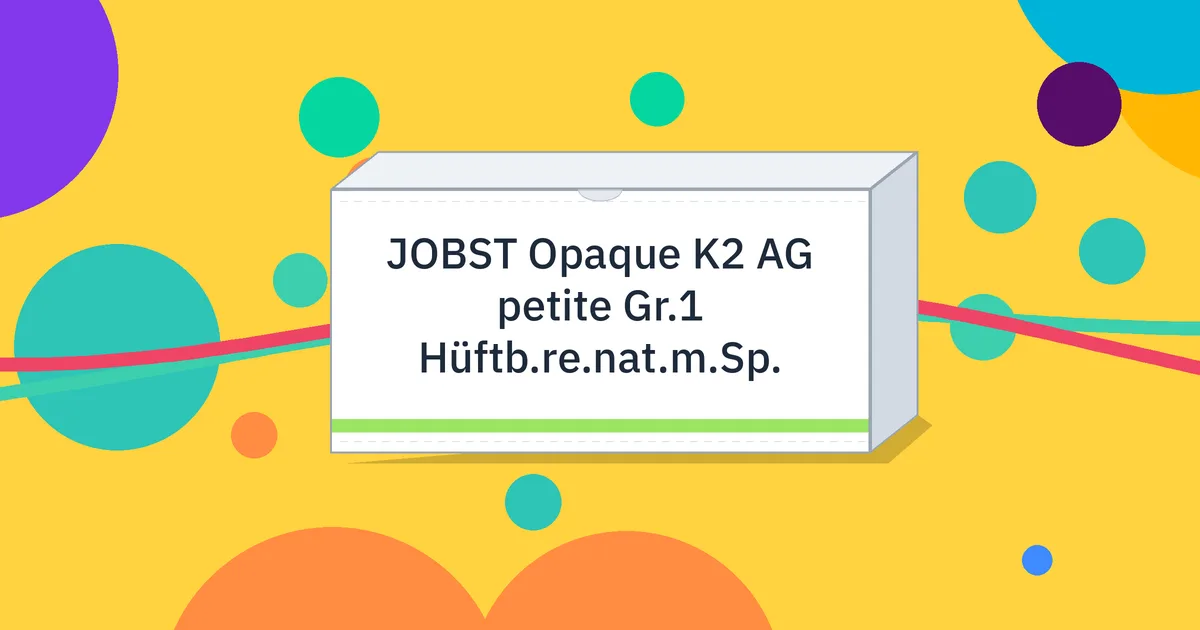 Symbolbild: Packung mit der Aufschrift JOBST Opaque K2 AG petite Gr.1 Hüftb.re.nat.m.Sp. (PZN 13115101) – Verfügbarkeit und Bezug in Apotheken in Frankfurt am Main