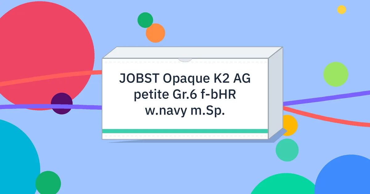 Symbolbild: Packung mit der Aufschrift JOBST Opaque K2 AG petite Gr.6 f-bHR w.navy m.Sp. (PZN 13160751) – Verfügbarkeit und Bezug in Apotheken in Frankfurt am Main