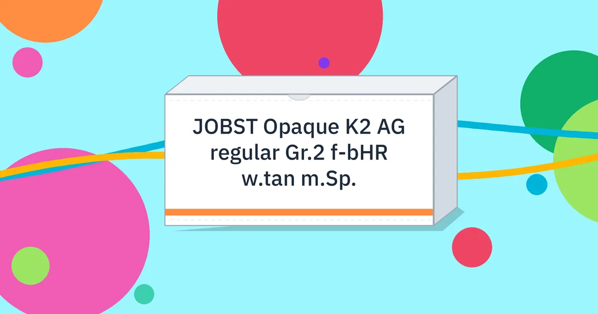 Symbolbild: Packung mit der Aufschrift JOBST Opaque K2 AG regular Gr.2 f-bHR w.tan m.Sp. (PZN 16281314) – Verfügbarkeit und Bezug in Apotheken in Frankfurt am Main
