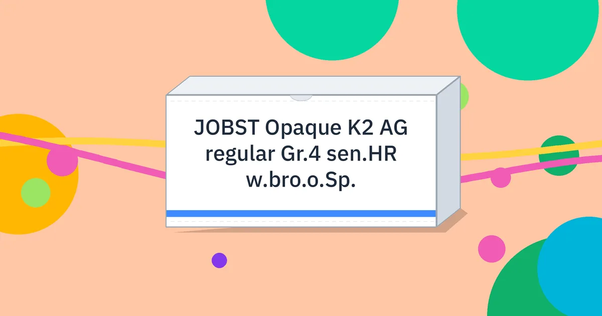 Symbolbild: Packung mit der Aufschrift JOBST Opaque K2 AG regular Gr.4 sen.HR w.bro.o.Sp. (PZN 13112887) – Verfügbarkeit und Bezug in Apotheken in Frankfurt am Main