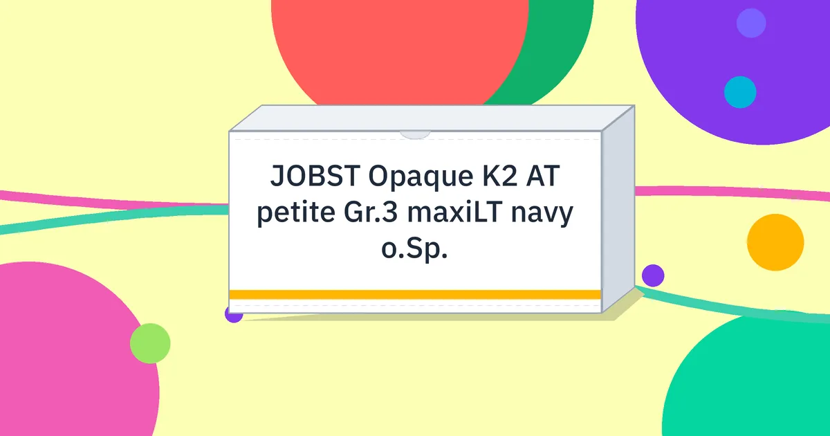 Symbolbild: Packung mit der Aufschrift JOBST Opaque K2 AT petite Gr.3 maxiLT navy o.Sp. (PZN 13119168) – Verfügbarkeit und Bezug in Apotheken in Frankfurt am Main
